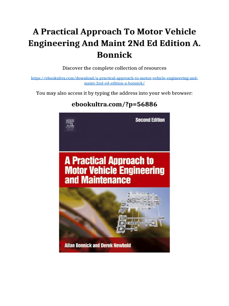 A Practical Approach To Motor Vehicle Engineering and Maint 2nd Ed ...