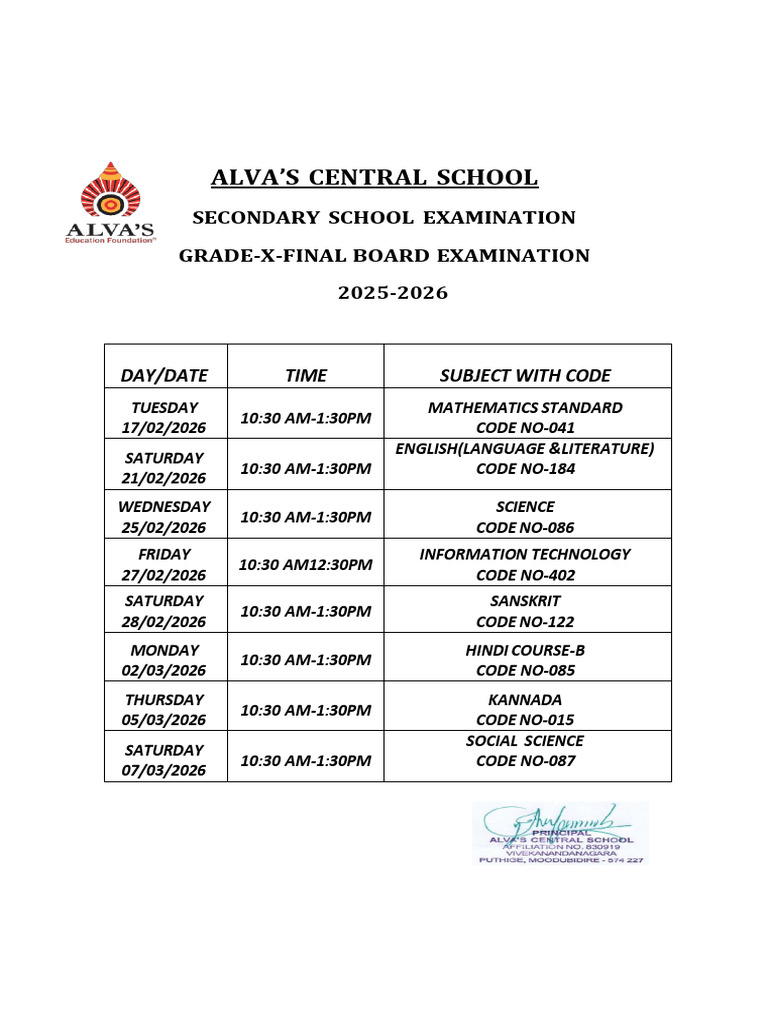 Cbse Grade 10 Board Examination 2026 | PDF