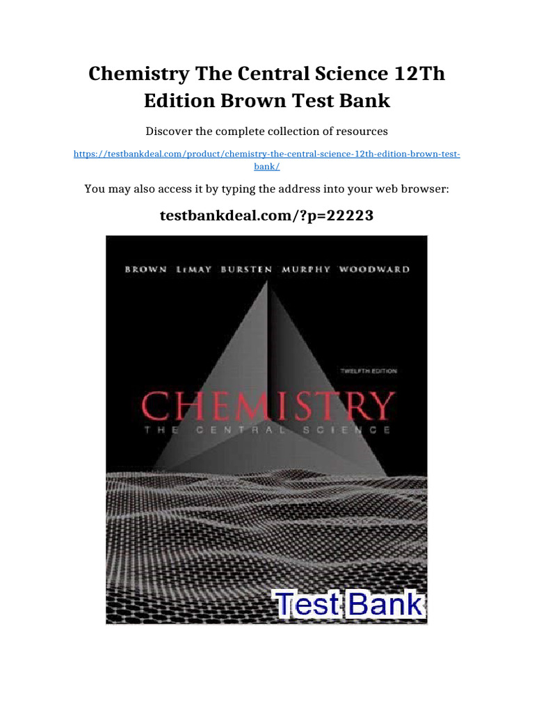 Chemistry The Central Science 12th Edition Brown Test Bank all chapters ...