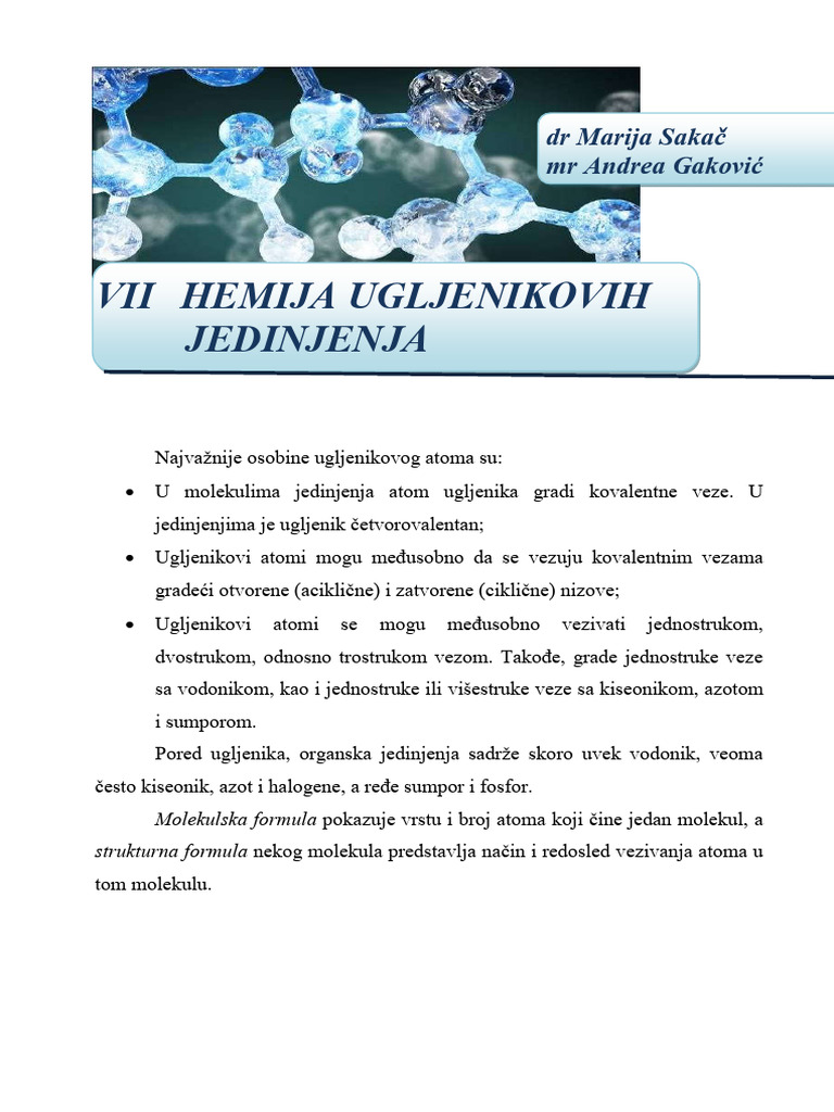 VII Hemija Ugljenikovih Jedinjenja 8 | PDF