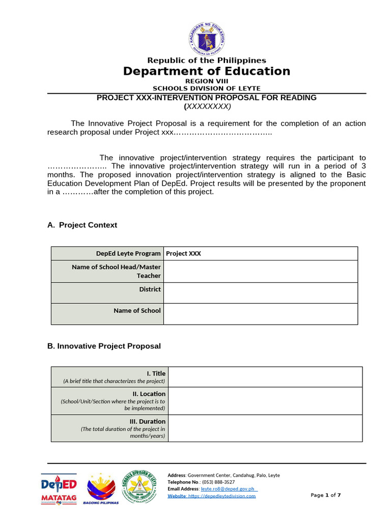 Intervention-Innovation-Proposal-template | PDF | Literacy | Cognition