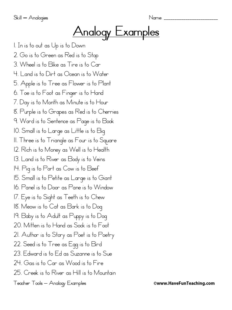 Analogy Examples