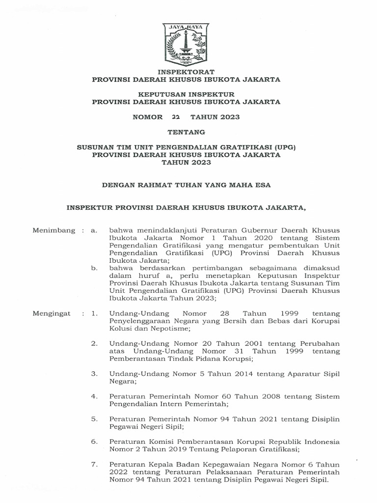 Susunan Tim Unit UPG | PDF