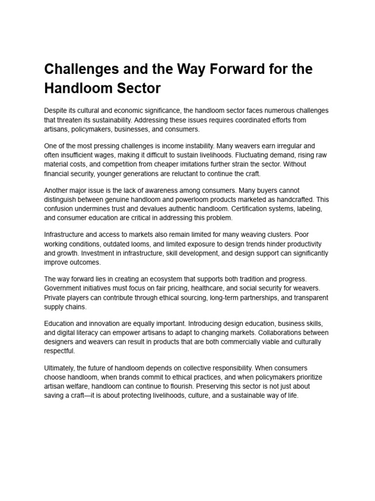 Challenges and the Way Forward for the Handloom Sector | PDF