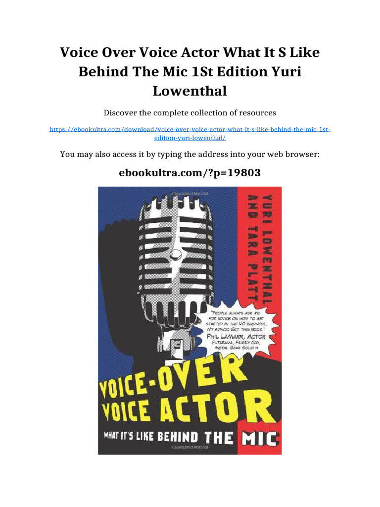 Voice Over Voice Actor What It s Like Behind the Mic 1st Edition Yuri ...