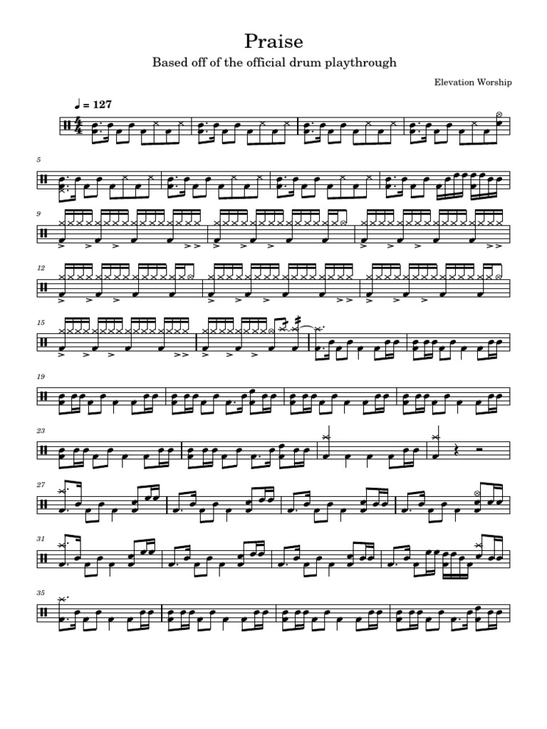 Praise Elevation Worship Praise by Elevation Worship Drum Chart ...