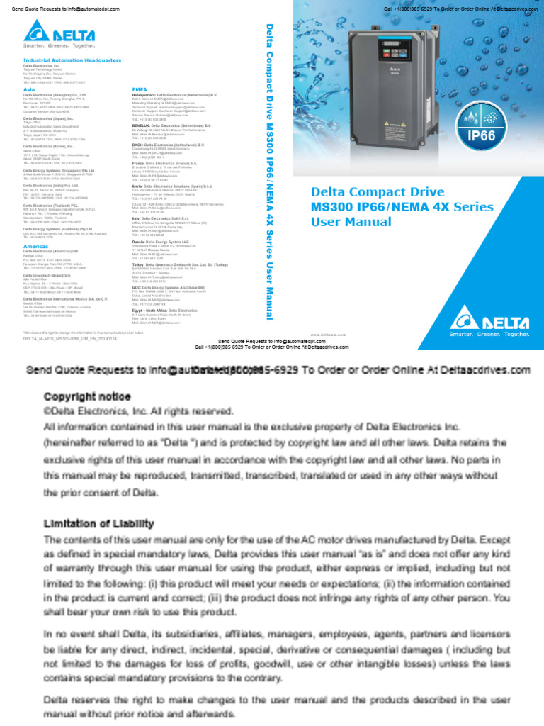Delta MS 300 User Manual IP66 NEMA4x Models | PDF | Electromagnetic ...