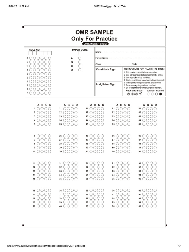 OMR Sheet Sample | PDF