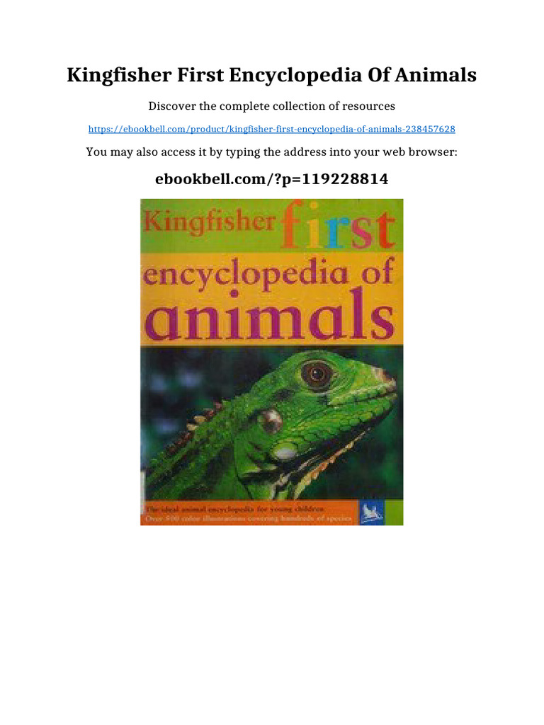 Kingfisher first encyclopedia of animals all chapters available | PDF ...