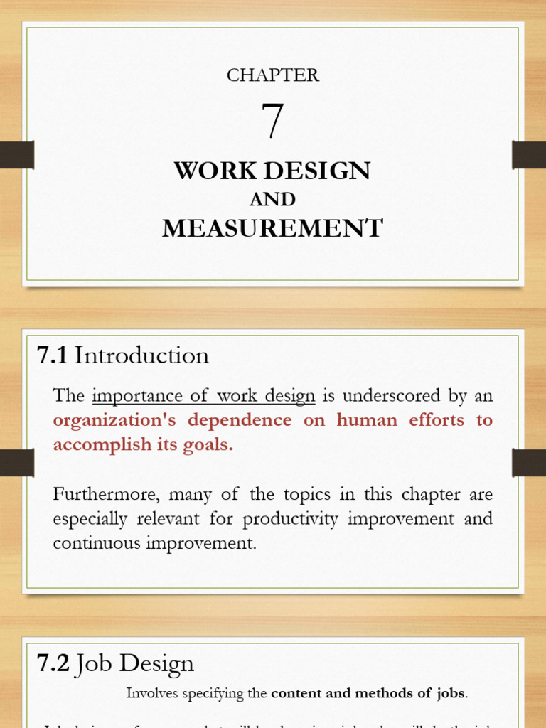 PDF Chapter 7 Work Design and Measurement | PDF | Business