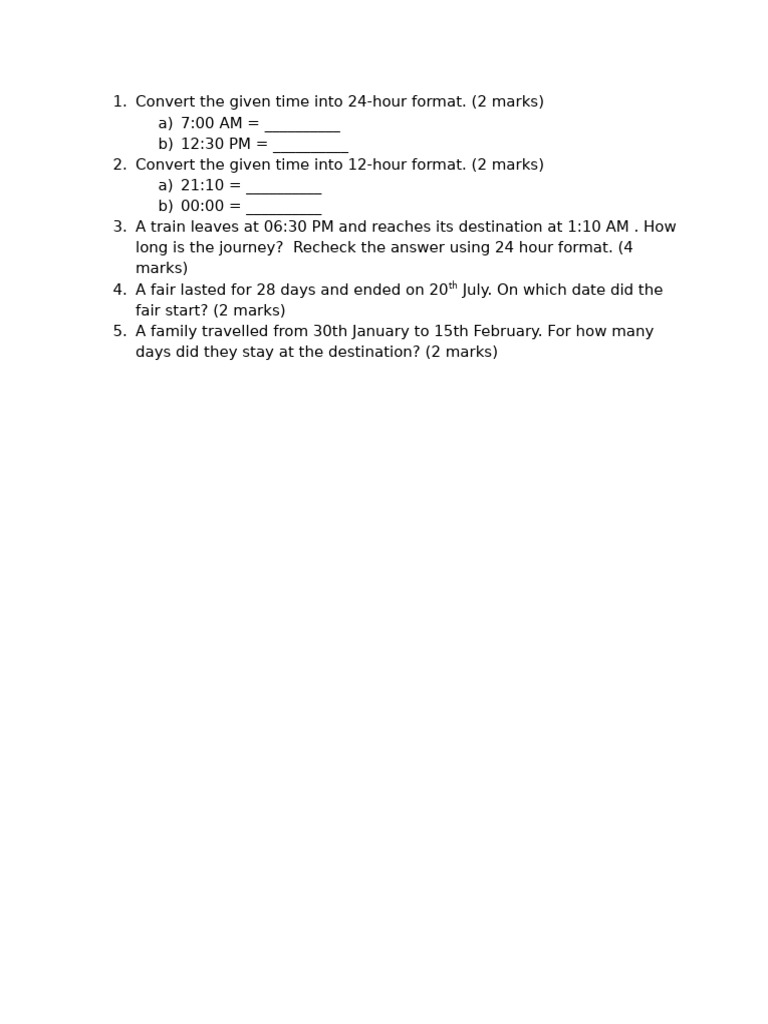 Grade 4 Time Revision | PDF