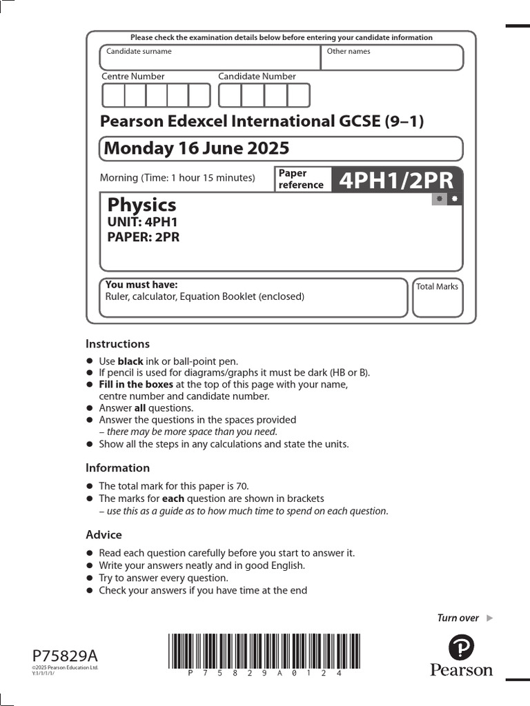 IG Physics - Question Paper 2PR (Jun 2025) - Removed | PDF | Atoms ...