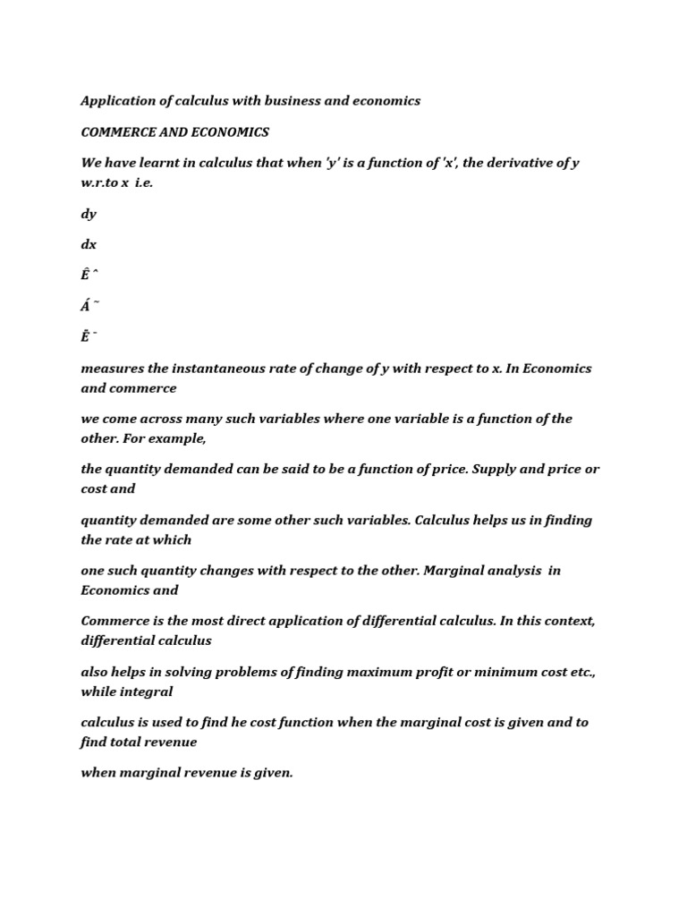 Application of Calculus With Business and Economics | PDF | Demand ...