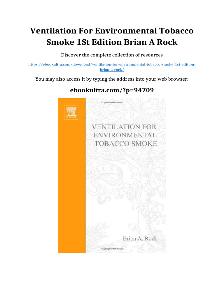 Ventilation for Environmental Tobacco Smoke 1st Edition Brian A Rock No ...