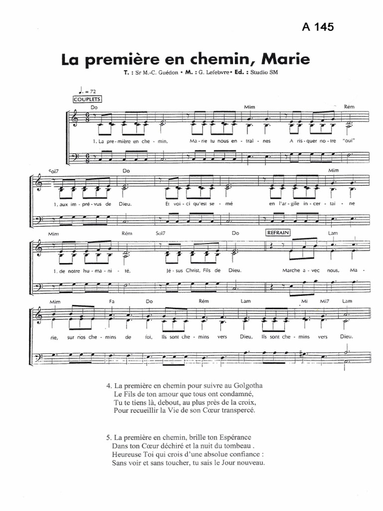 A 145 La Première en Chemin (Couplets 1,4,5) | PDF