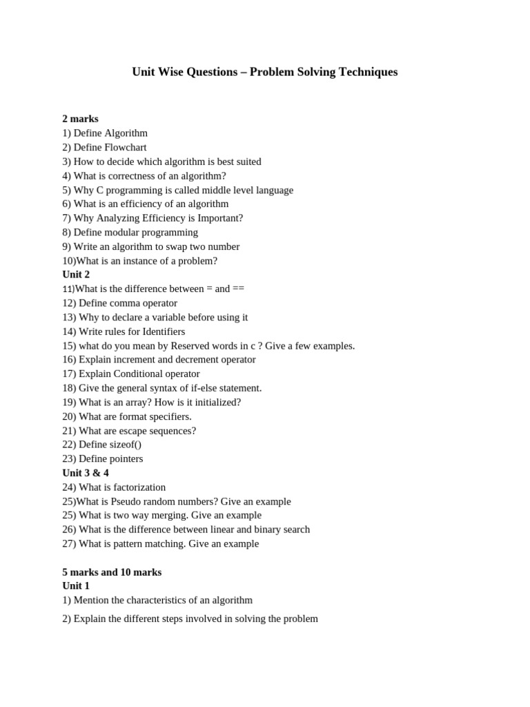 Unitwise Important Qns | PDF | Computer Program | Programming