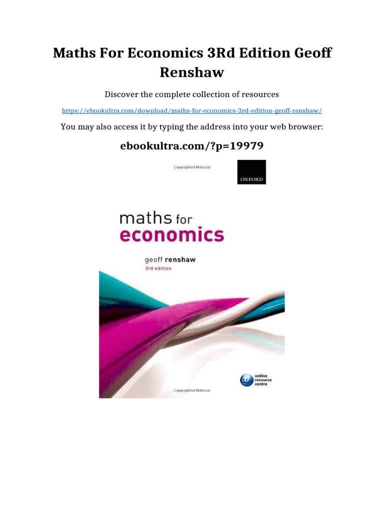 Maths for Economics 3rd Edition Geoff Renshaw digital download | PDF ...