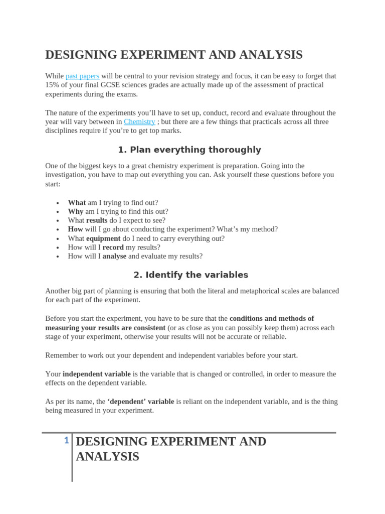 Notes On Designing Experiment and Analysis | PDF | Experiment | Methodology