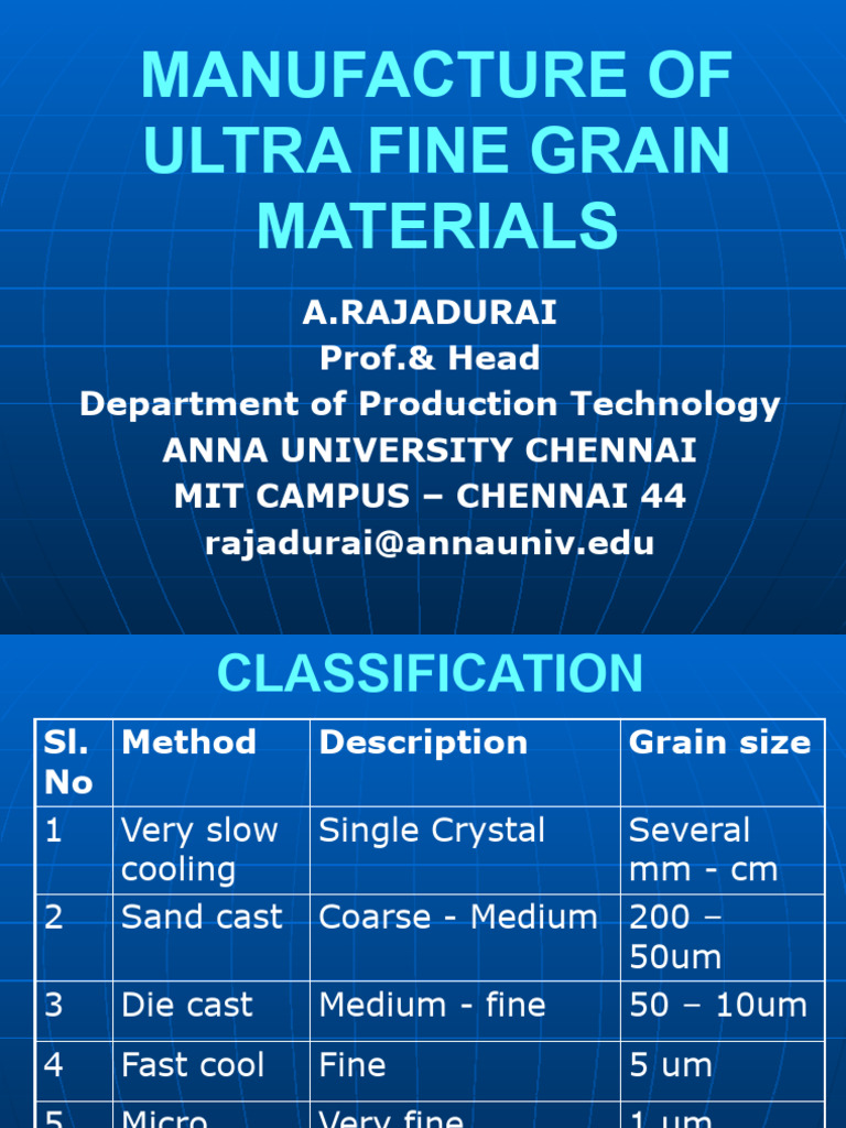 ULTRA FINE GRAIN.ppt | PDF | Strength Of Materials | Ductility