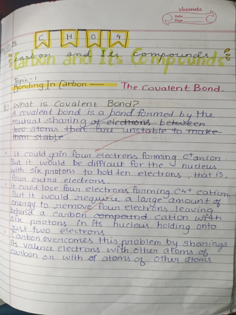 Ch04 Chemistry Notes (Updated) | PDF | Chemical Bond | Covalent Bond