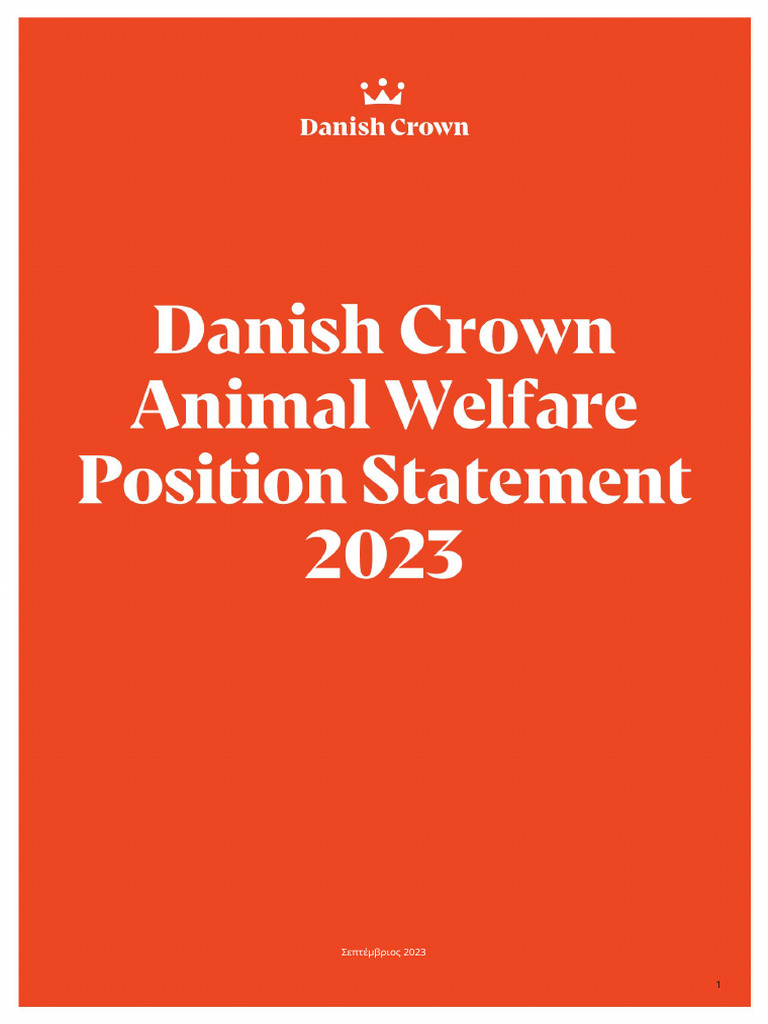 Danish Crown, Animal Welfare Position Statement | PDF