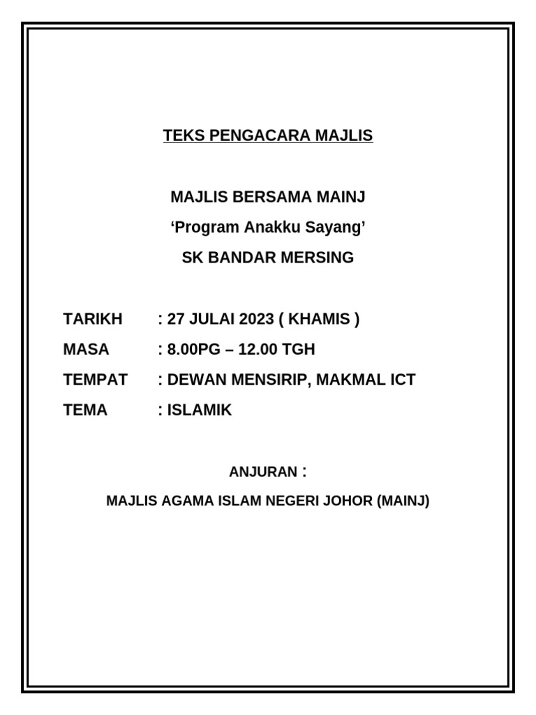 Teks Pengacara Majlis Maij | PDF