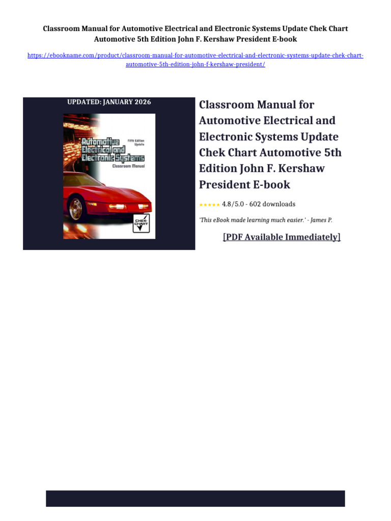 Classroom Manual for Automotive Electrical and Electronic Systems ...