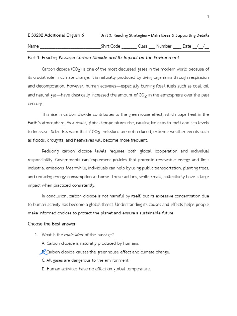 Unit 3 Reading Strategies | PDF | Climate Change | Greenhouse Gas