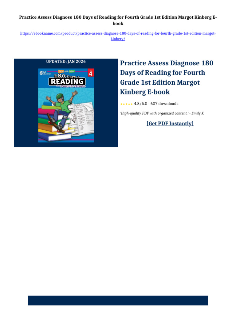 Practice Assess Diagnose 180 Days of Reading for Fourth Grade 1st ...