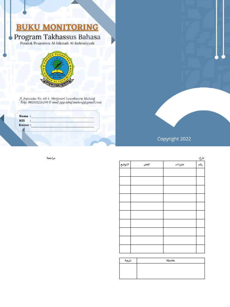 Buku Monitoring Bahasa Arab Fixed | PDF