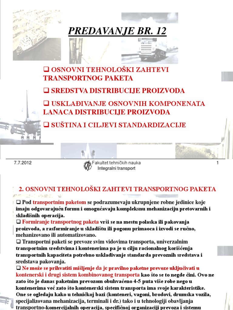Predavanje Br. 12 Kombinovani Transport | PDF