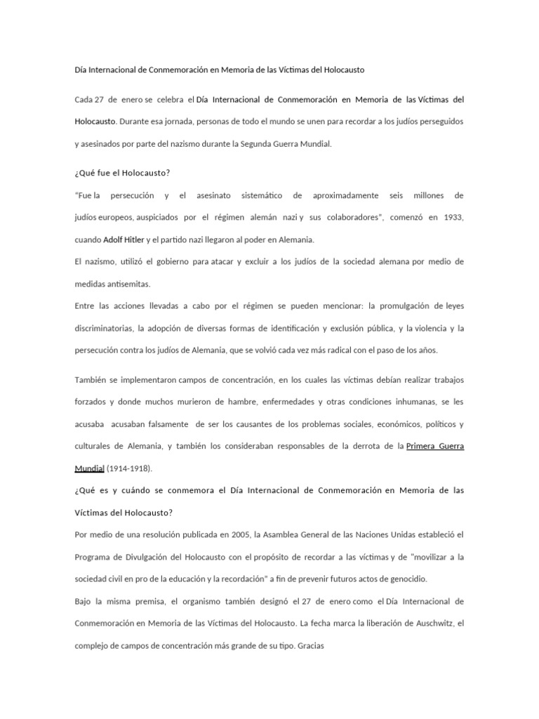 Día Internacional de Conmemoración en Memoria de las | PDF