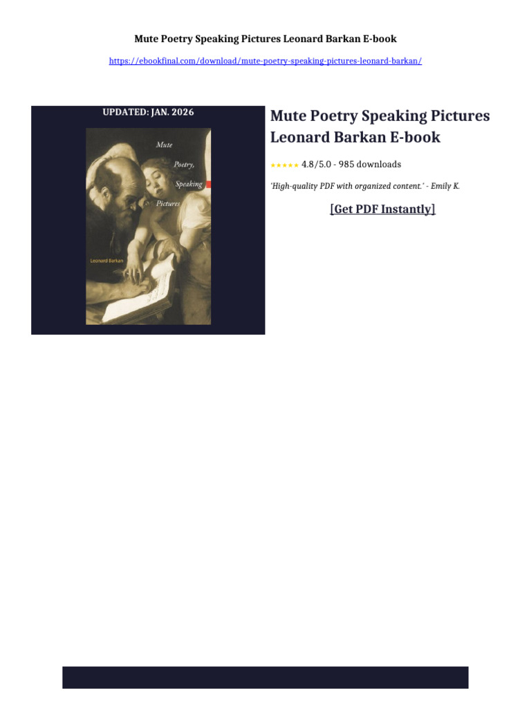 Mute Poetry Speaking Pictures Leonard Barkan ebook digital version 2026 ...