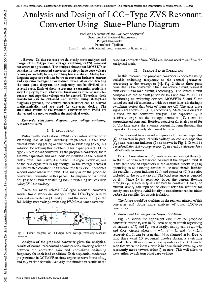Analysis and Design of LCC-Type ZVS Resonant Converter Using State ...
