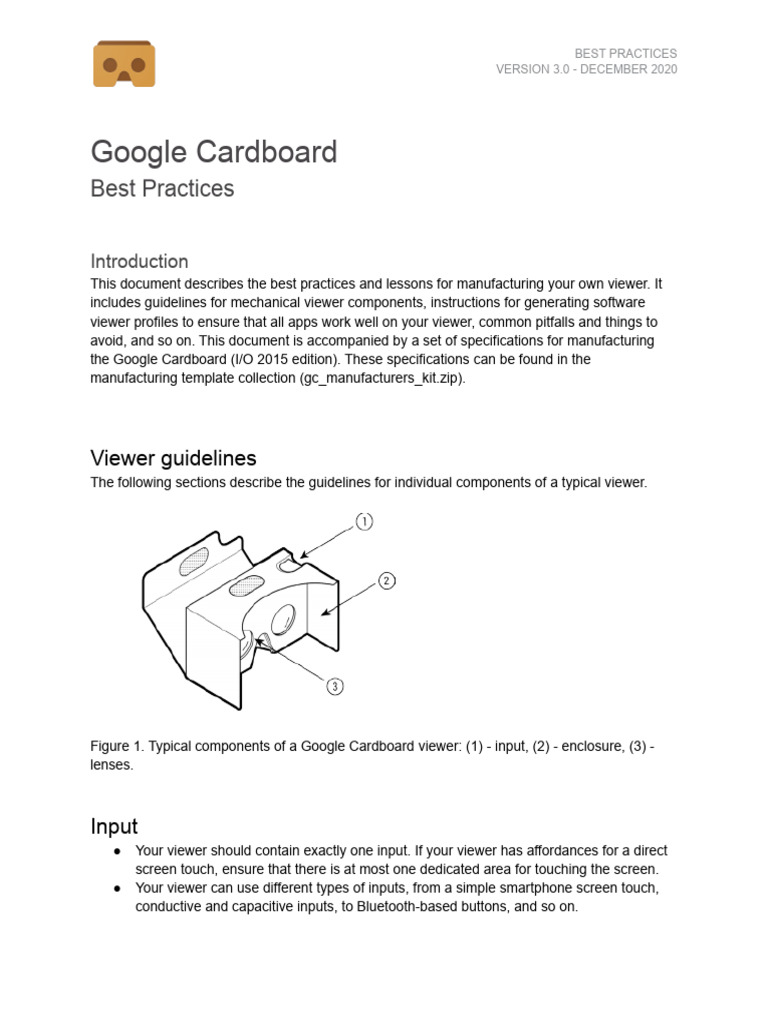 Google Cardboard Best Practices | PDF | Mobile App
