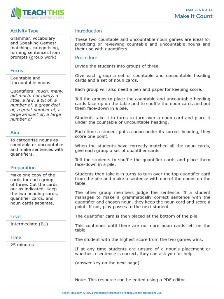 Make It Count | PDF | Noun | Syntax