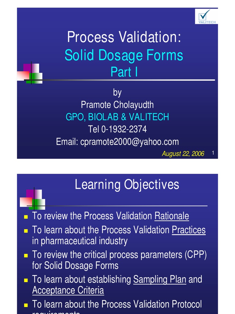 Process Validation of Solid Dosage Forms | PDF | Tablet (Pharmacy) | Verification And Validation