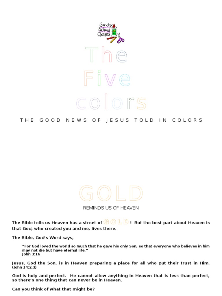 The Five Colors: The Good News of Jesus Told in Colors | PDF | Heaven | Sin