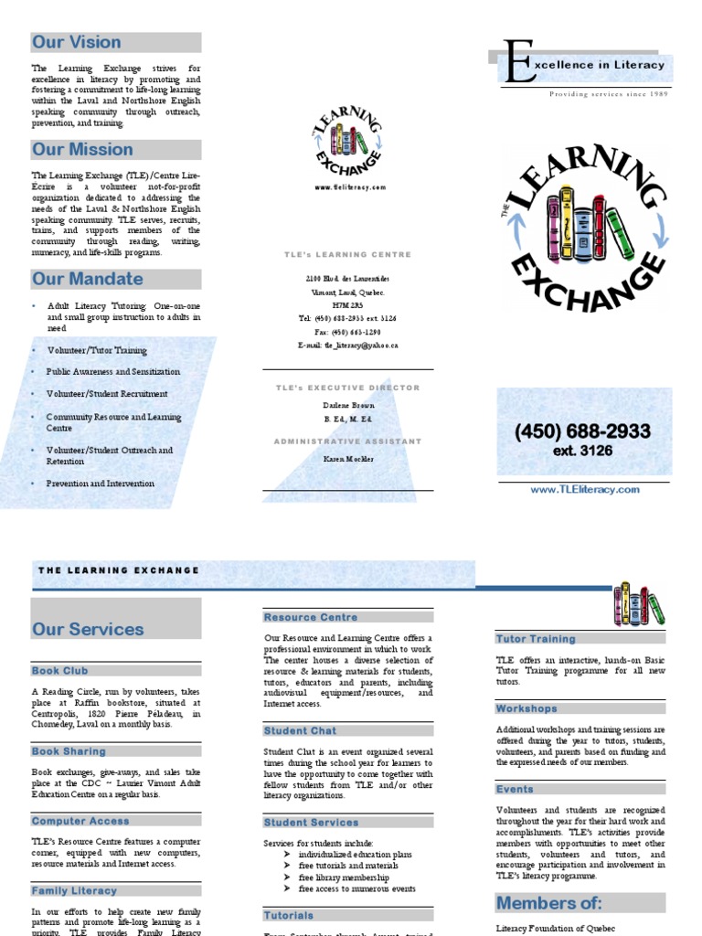TLE General Brochure 2009 | PDF | Tutor | Literacy