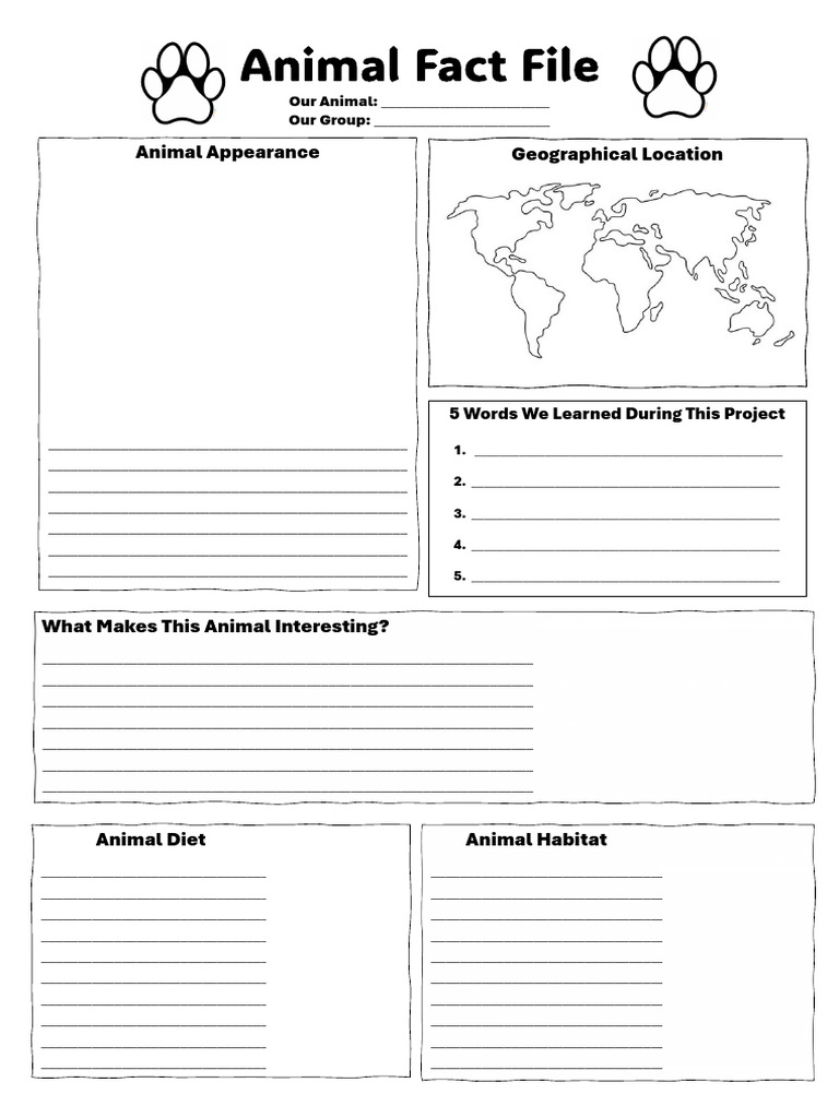 Animal Fact File: Geographical Location Animal Appearance | PDF | Chess ...