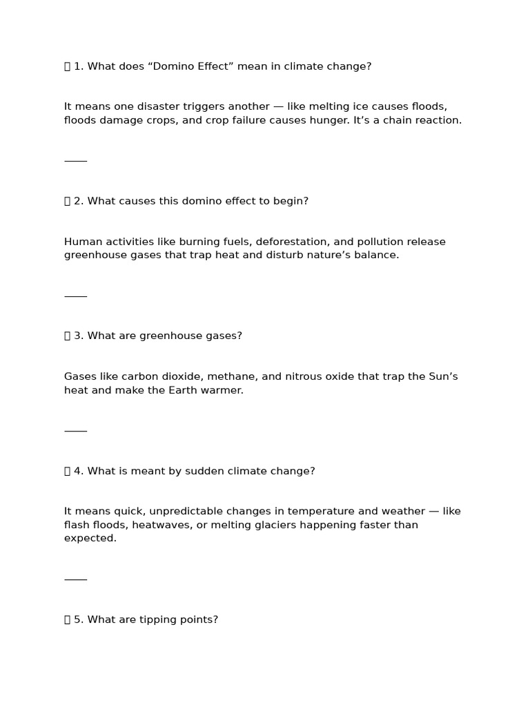 Climate Change Questions | PDF | Climate Change | Environmental Issues
