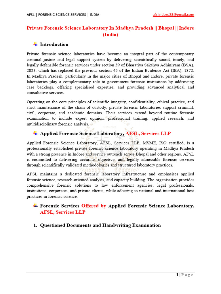 Private Forensic Science Laboratory | PDF | Fingerprint | Forensic Science