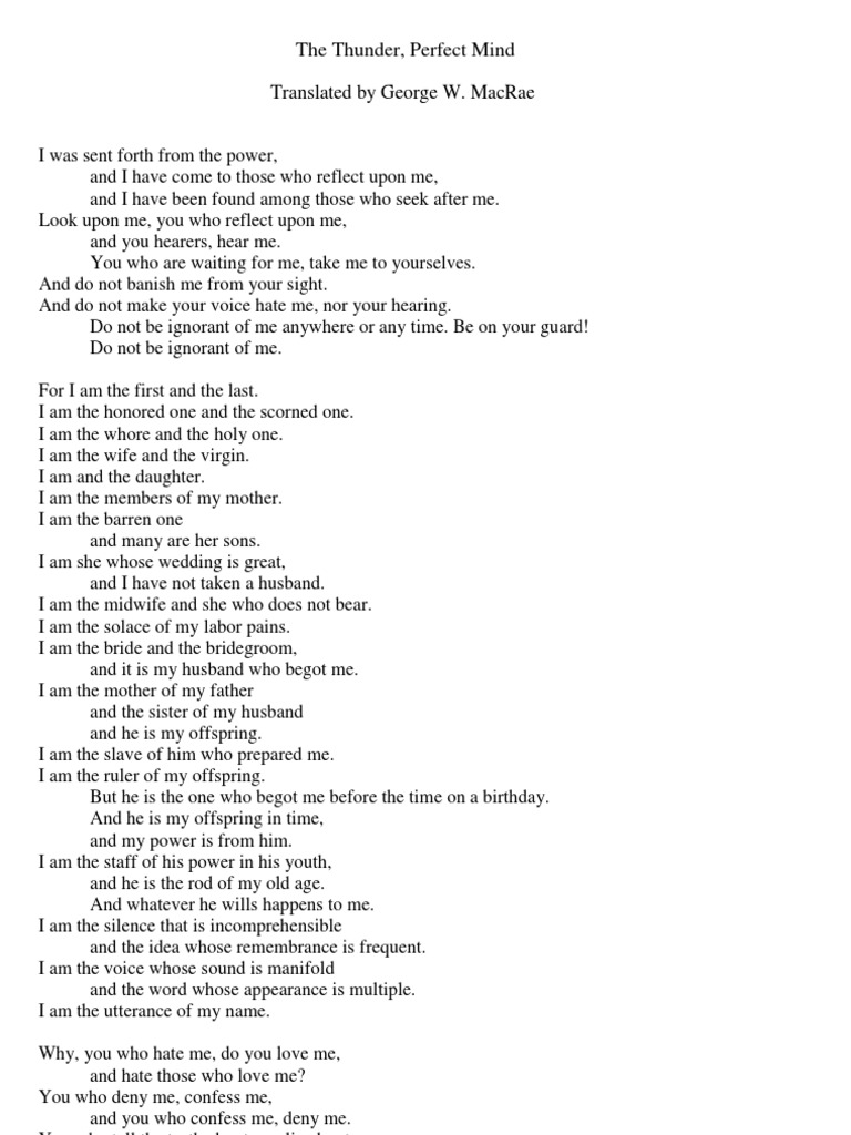 The Thunder, Perfect Mind | Download Free PDF | Religious Behaviour And ...