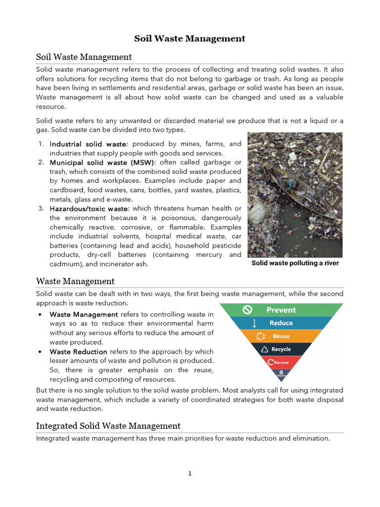 Solid Waste Management Methods Notes | PDF | Waste | Waste Management