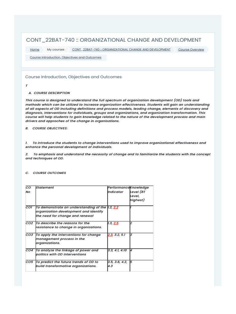 Cont - 22bat-740 - Organizational Change and Development - Course ...