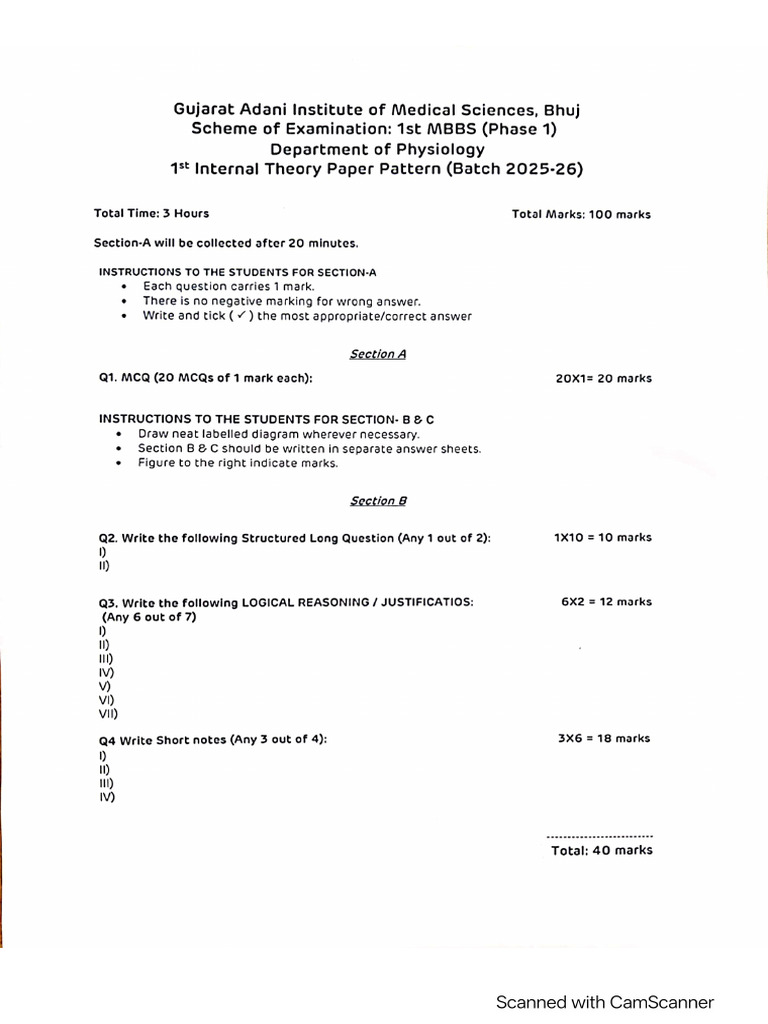 1st Internal Paper Pattern 2025-26 | PDF