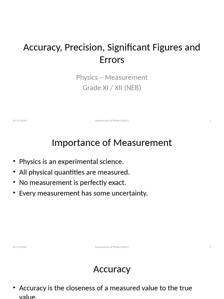 Accuracy Precision Significant Figures Errors | PDF | Accuracy And ...