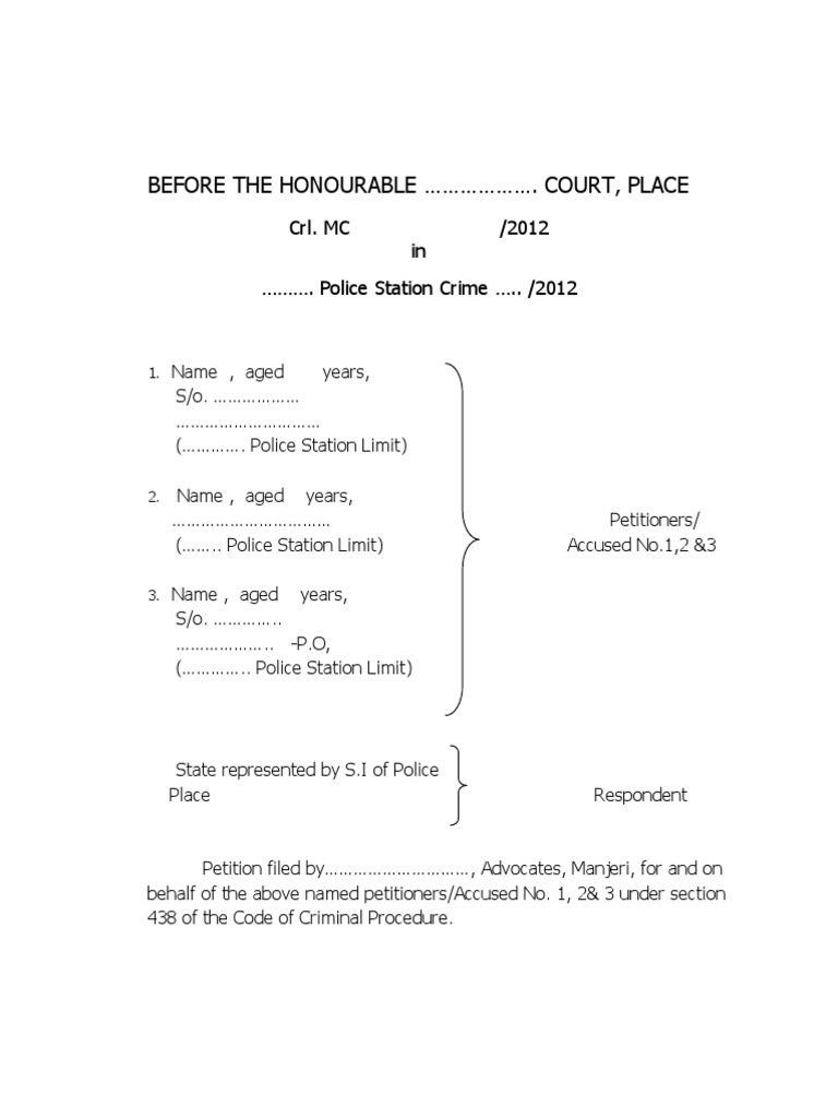 Anticipatory Bail Application in 498A Case | PDF | Bail | Law Enforcement