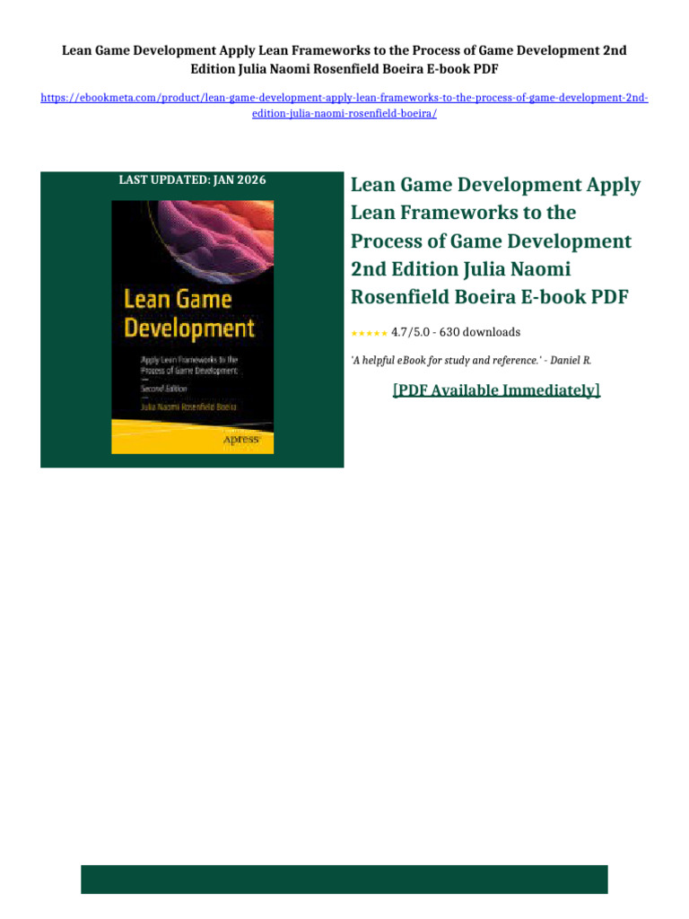 Lean Game Development Apply Lean Frameworks to the Process of Game ...