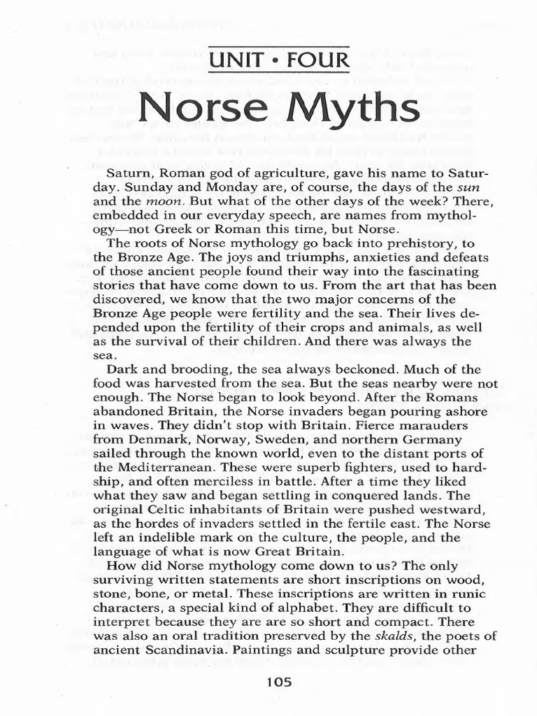 01.D.Myths and Folklore.Unit Four.Norse Myths | PDF | Norse Mythology ...